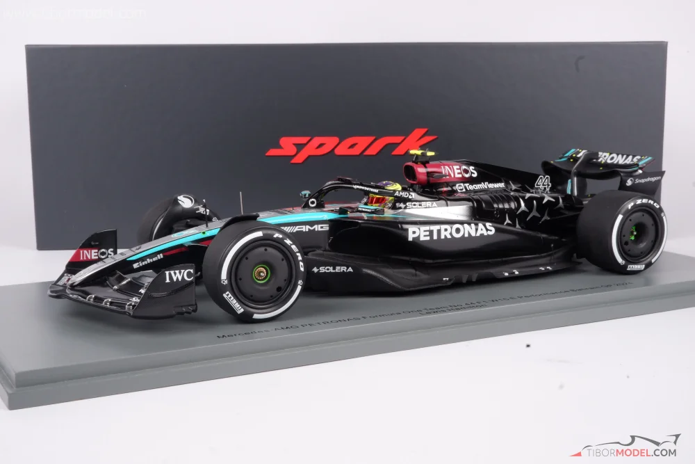 Model car Mercedes W15, Hamilton 2024, 1:18 Spark | Tibormodel.com