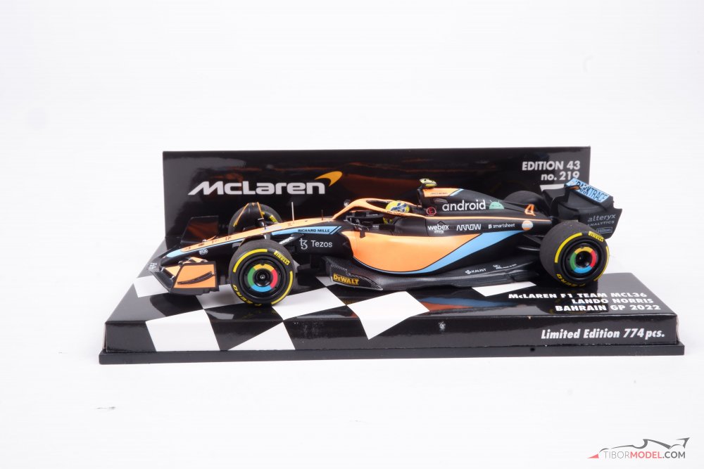 Model car McLaren MCL36 Norris 2022, 1:43 Minichamps | Tibormodel.com