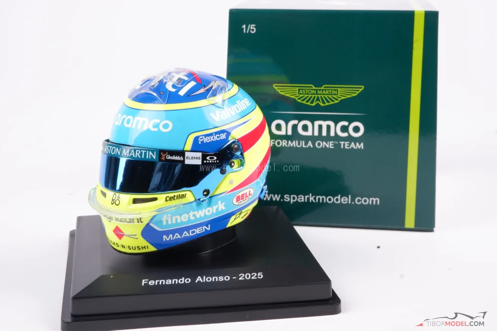 Helmet Fernando Alonso, 2025 Aston Martin, 1:5 Spark | Tibormodel.com