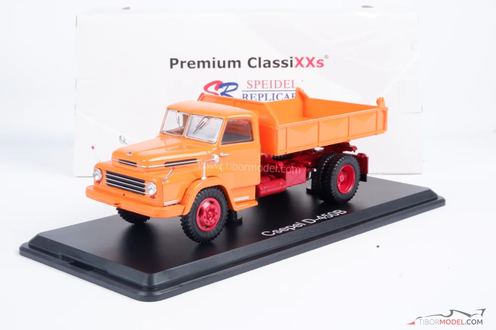 Model truck Csepel D-450B flatbed, orange, 1:43 scale | Tibormodel.com