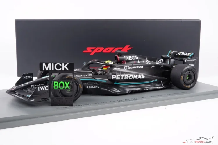 Model car Mercedes W14, Mick Schumacher 2023 test, Spark | Tibormodel.com