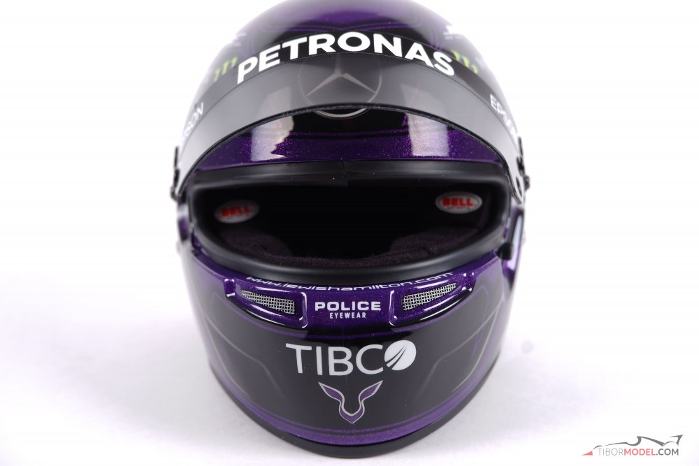 The mini helmet of Lewis Hamilton, World Champion Mercedes AMG Petronas ...