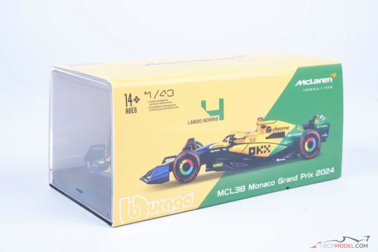 Model car McLaren MCL38 Norris Monaco 2024, 1:43 Bburago | Tibormodel.com