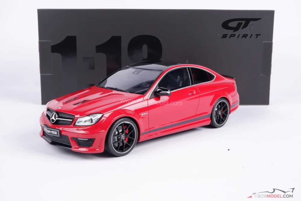 Model car Mercedes C63 AMG red, 1:18 GT Spirit | Tibormodel.com
