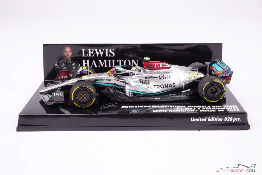 Model car Mercedes W13 Hamilton, 2022 Miami GP | Tibormodel.com