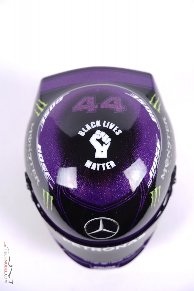 The mini helmet of Lewis Hamilton, World Champion Mercedes AMG Petronas ...