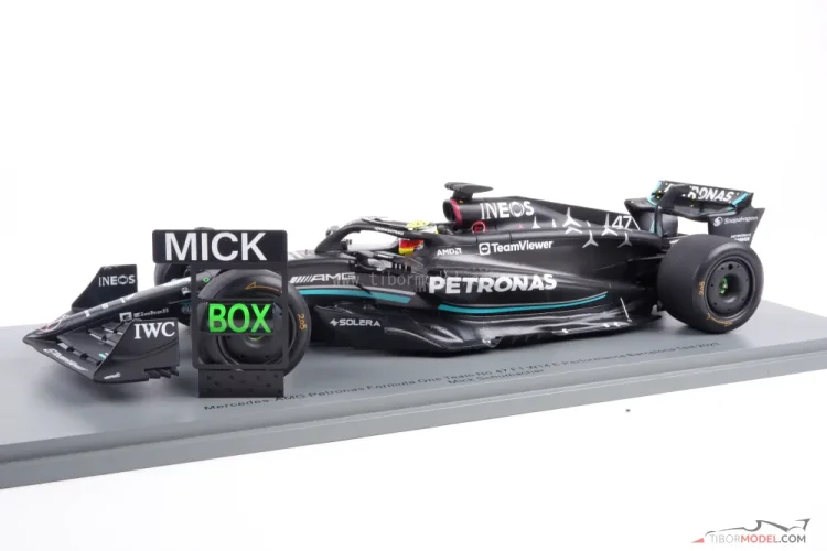 Model car Mercedes W14, Mick Schumacher 2023 test, Spark | Tibormodel.com