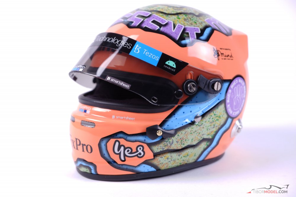Helmet Daniel Ricciardo 2022 McLaren, scale 1:2 Arai | Tibormodel.com