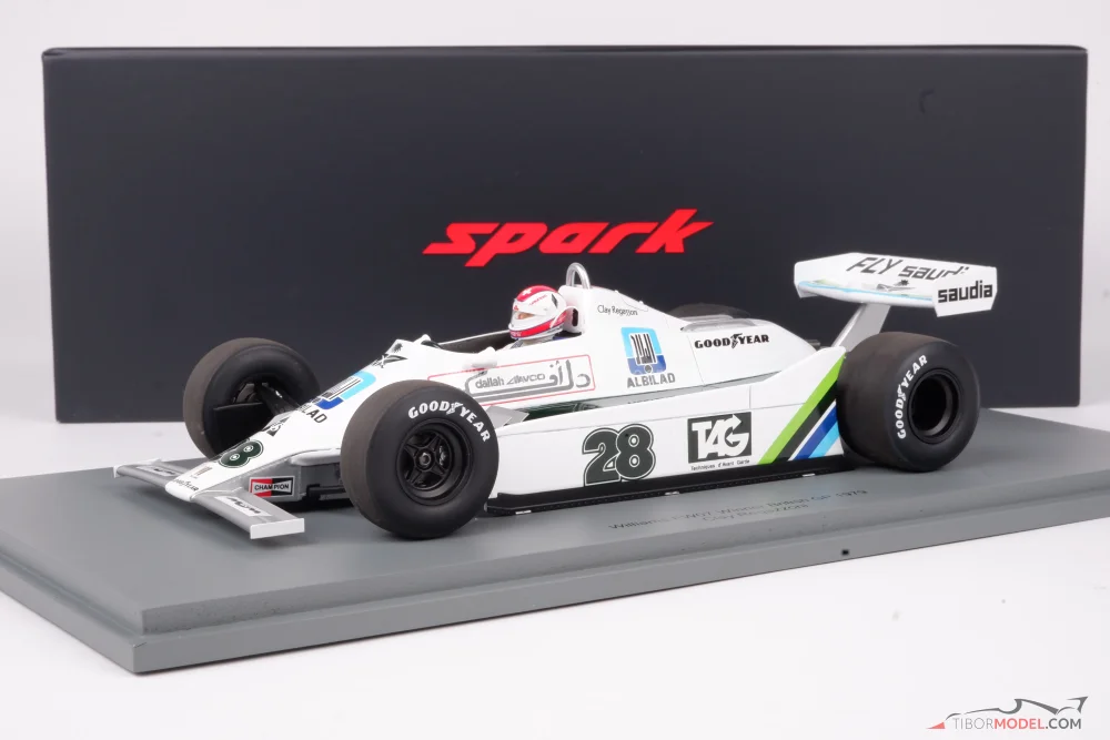 Model car Williams FW07 Regazzoni 1979, 1:18 Spark | Tibormodel.com