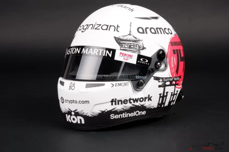 Helmet Alonso 2023 Japanese, Aston Martin, 1:2 Bell | Tibormodel.com