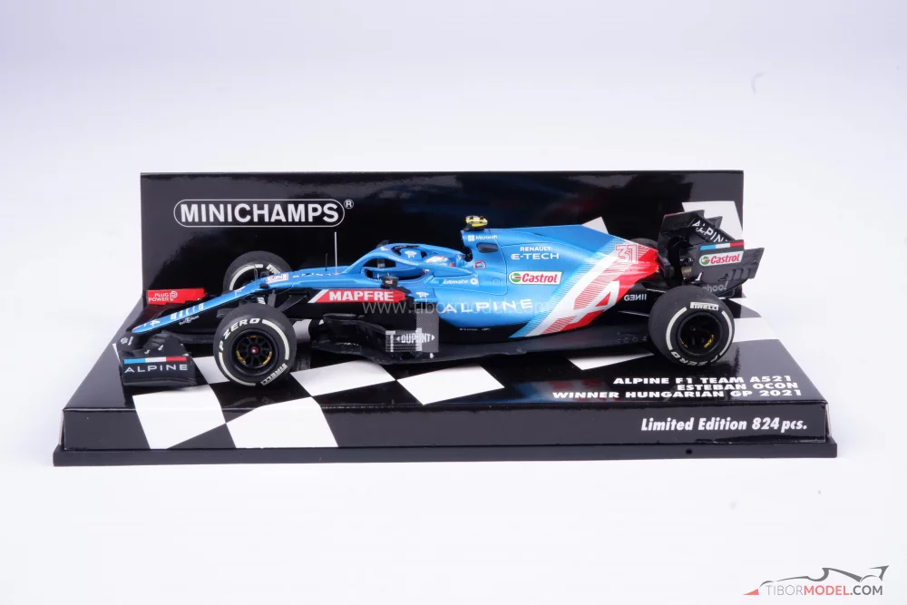 Model car Alpine A521 Ocon 2021 Hungary, 1:43 Minichamps | Tibormodel.com