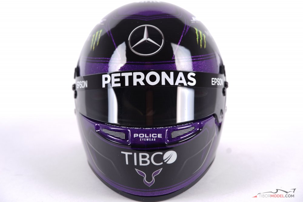 The mini helmet of Lewis Hamilton, World Champion Mercedes AMG Petronas ...